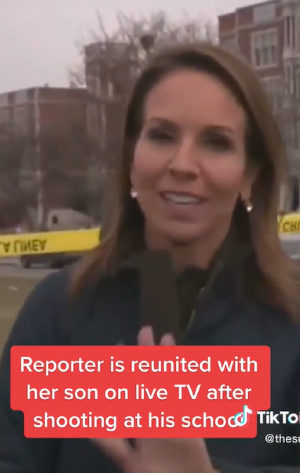 Una reportera interrumpe un directo para abrazar a su hijo después de ...