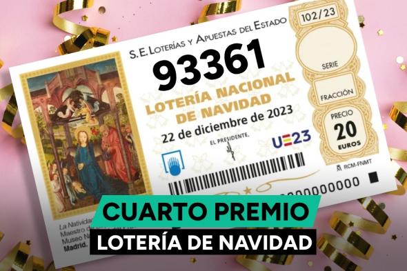 93.361, primer cuarto premio de la Lotería de Navidad 2023