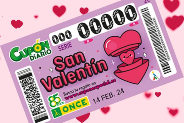 Premios del sorteo del Cupón Extra de San Valentín de la ONCE 2024