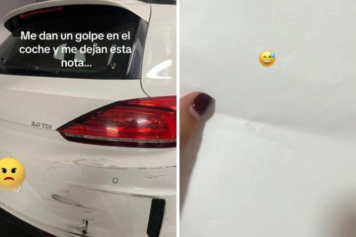 Dan un golpe a su coche aparcado y al llegar se encuentra esta nota digna del museo de los horrores