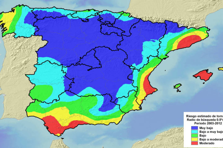 La AEMET saca a la luz el sorprendente mapa de riesgo de tornados en España