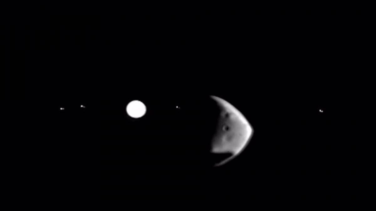 Raro encuentro entre lunas de Júpiter y Marte