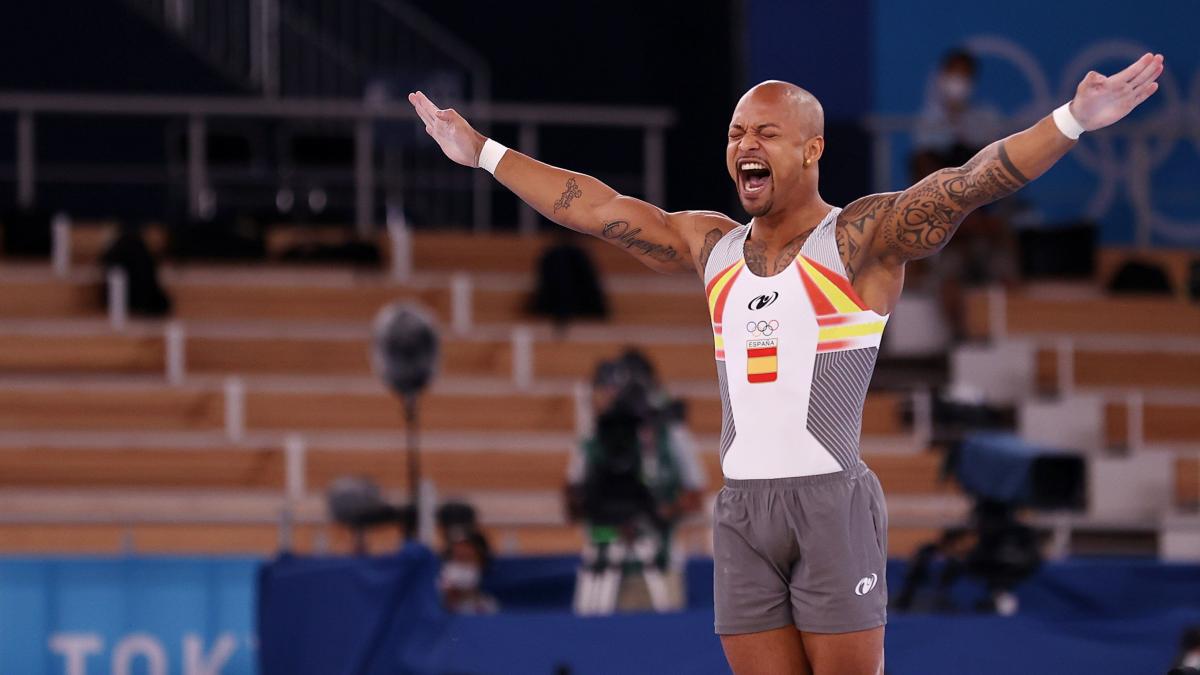 El gimnasta español Ray Zapata, medalla de plata en la final de suelo