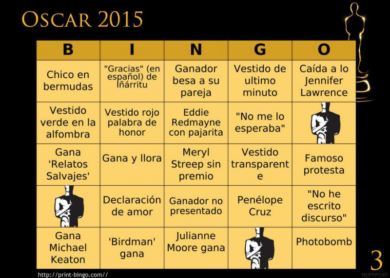 El bingo de los Oscar 2015: prepárate para jugar (FOTOS)