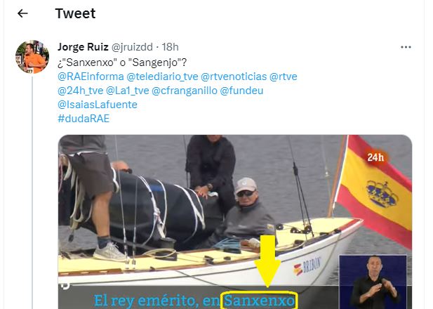 Lío en Twitter por la respuesta de la RAE a un usuario que preguntó si es 'Sanxenxo' o 'Sangenjo'